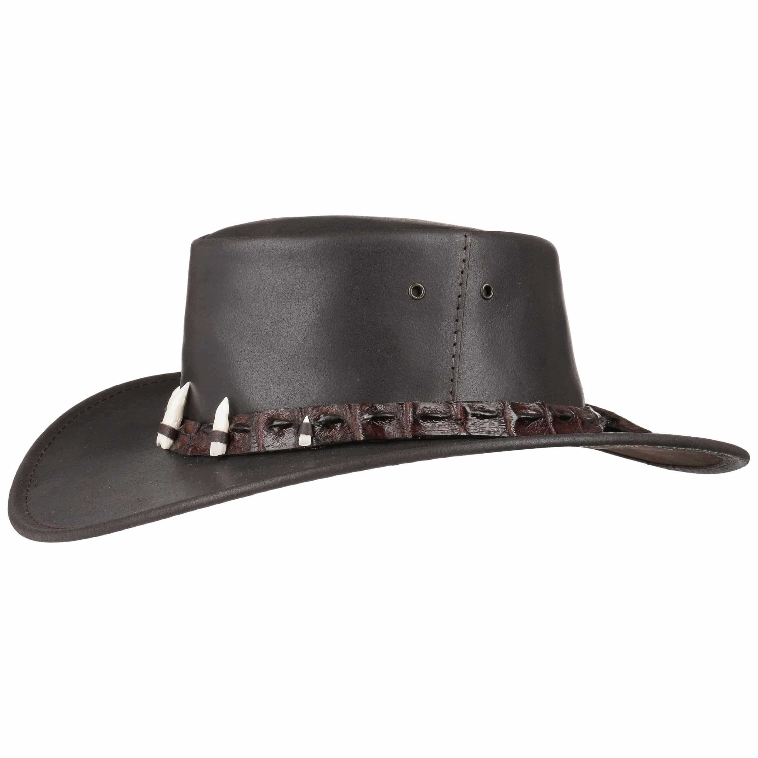 Crocodile Teeth Leather Hat by Jacaru - 134,95