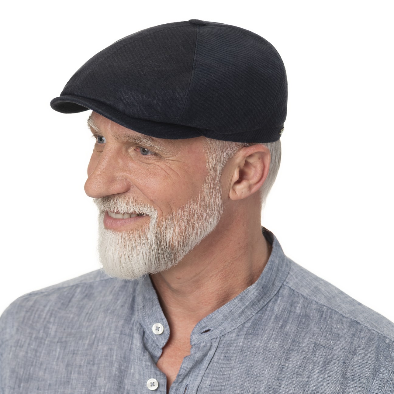 6 Panel Structure Linen Flat Cap by Stetson - 99,00