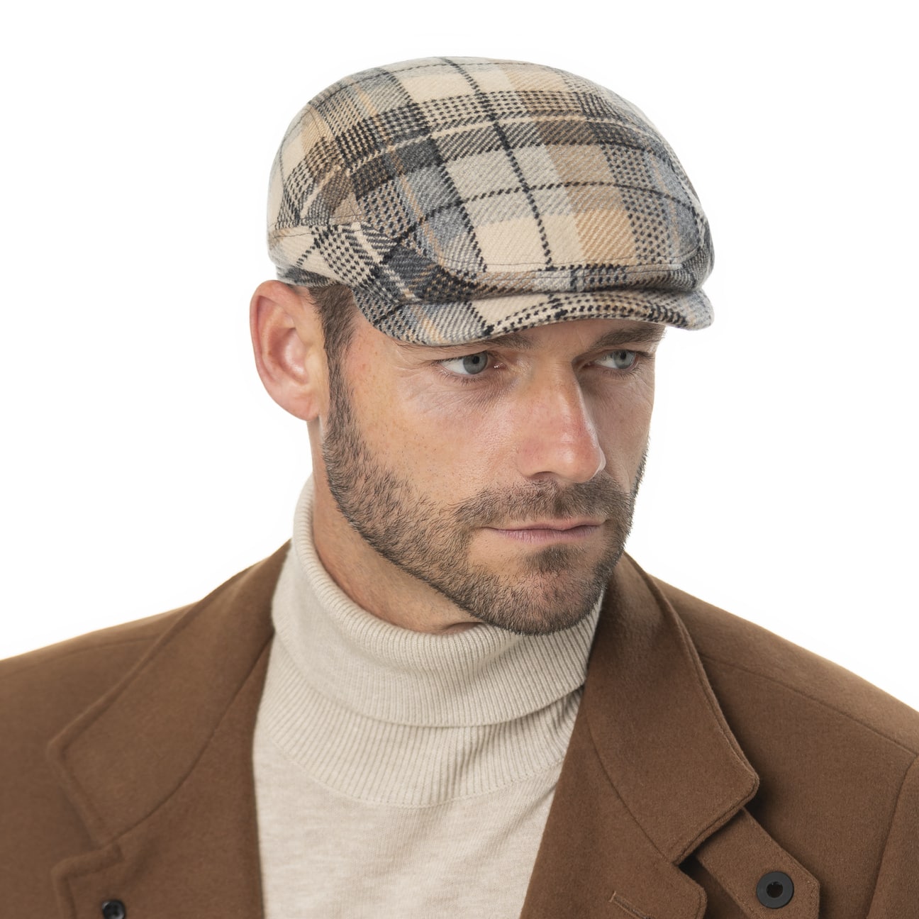 Alpaca Wool Check Driver Flat Cap by Stetson - 219,00