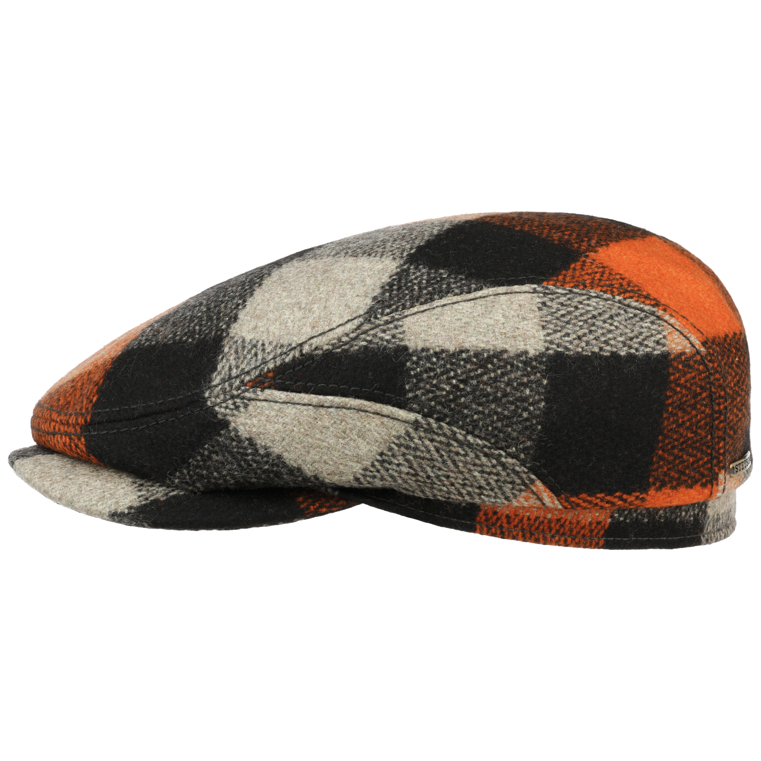 Benvick Wool Check Flat Cap by Stetson - 79,00