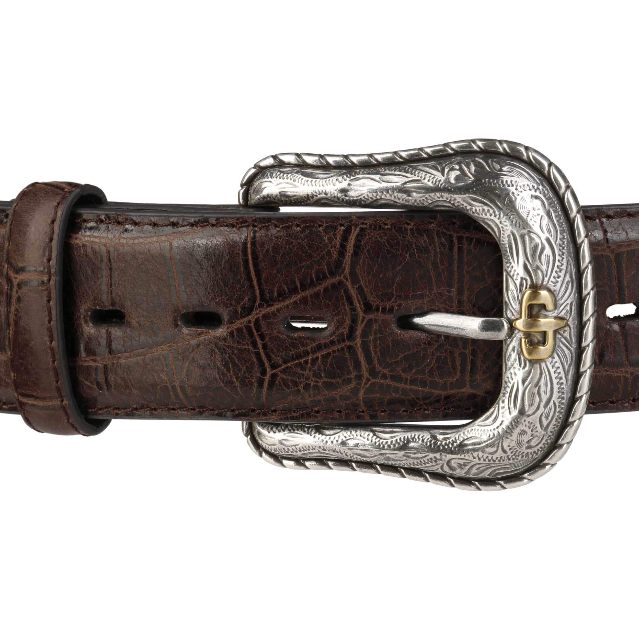 Caiman Embossed Leather Belt by Stetson - 120,00