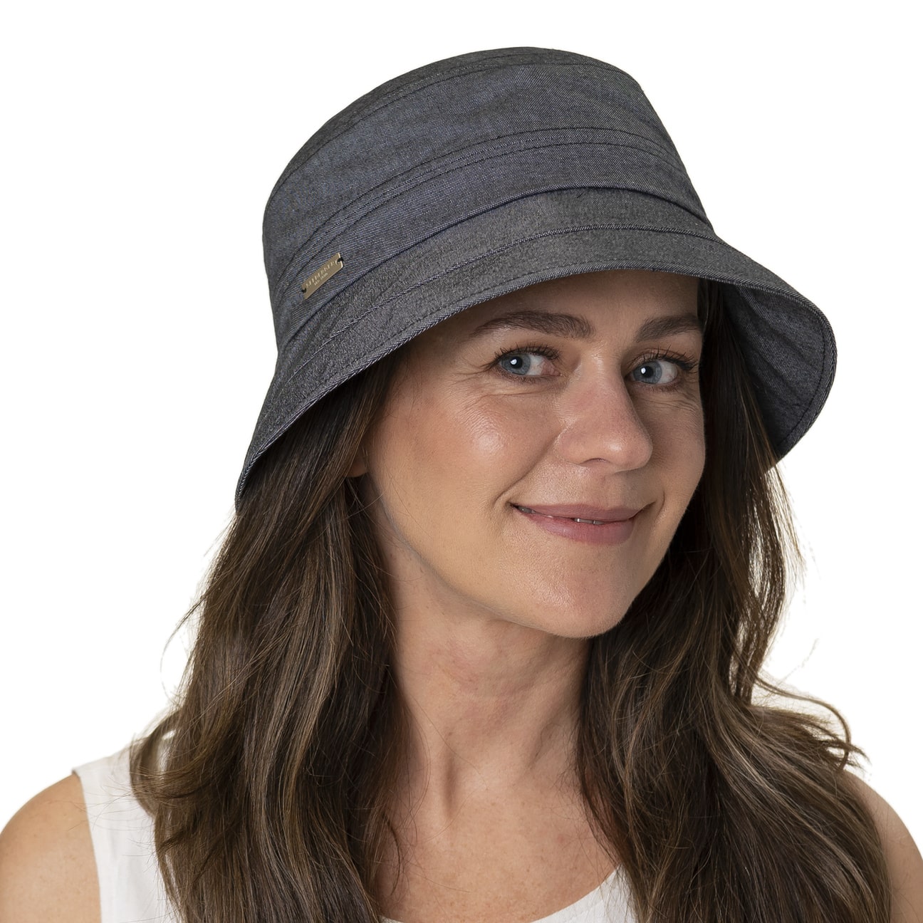 Chambray Cotton Cloche Hat by Seeberger --> Shop Hats, Beanies & Caps online Hatshopping