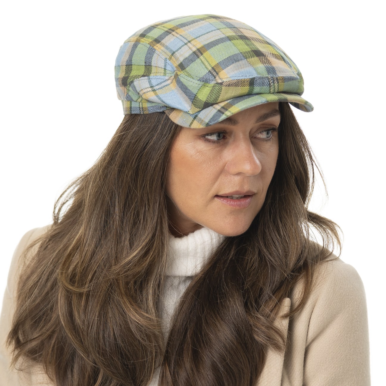 Checked Linen Driver Flat Cap by Stetson - 99,00