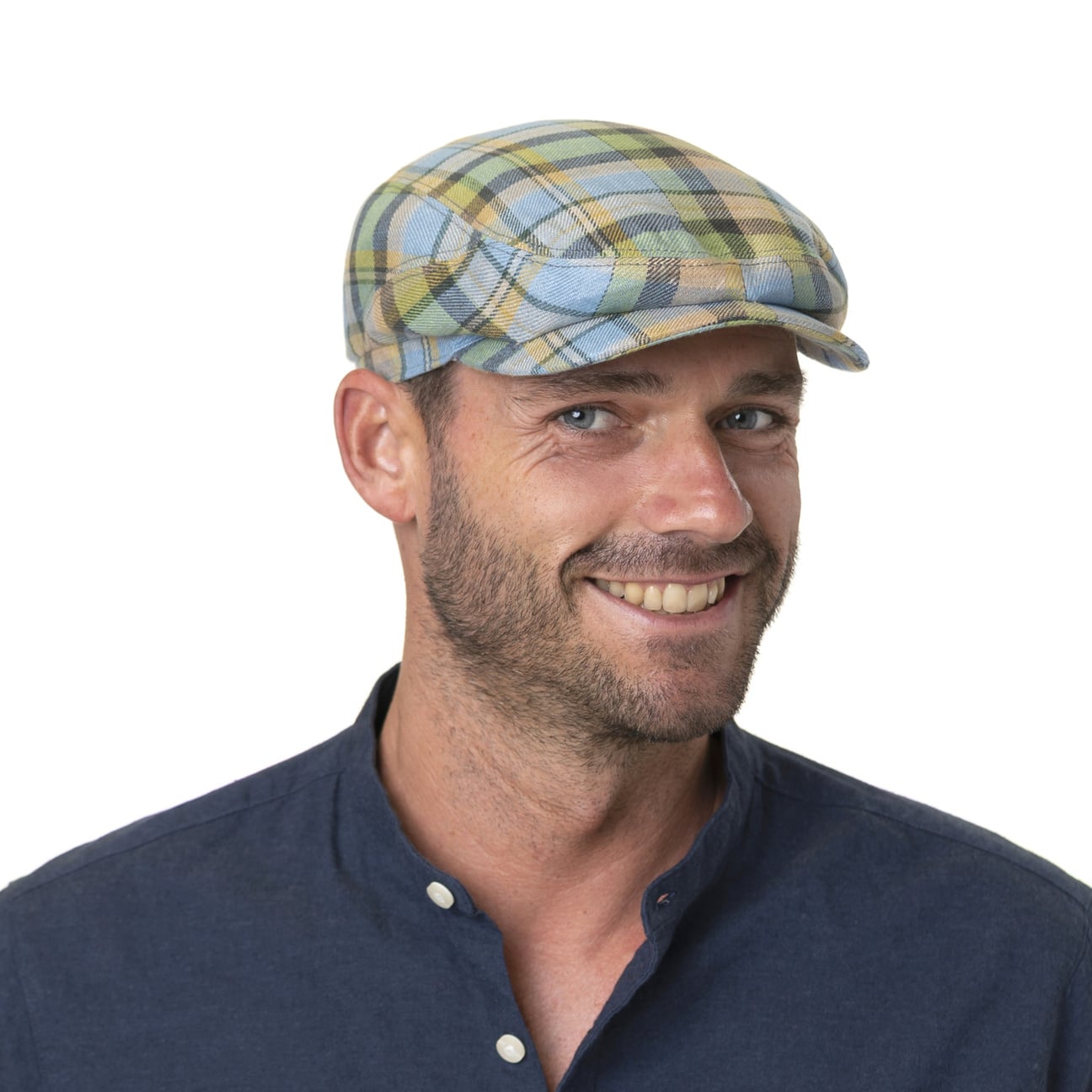 Checked Linen Driver Flat Cap by Stetson - 99,00