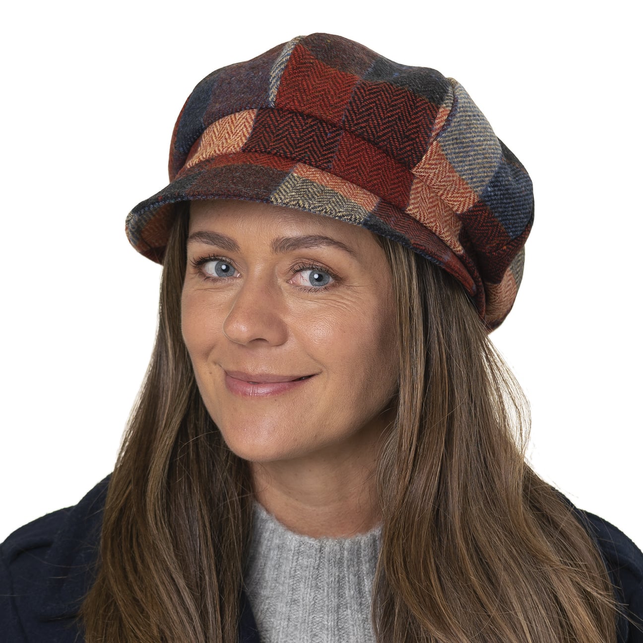 Coloured Herringbone Checks Newsboy Cap by Lierys --> Shop Hats ...