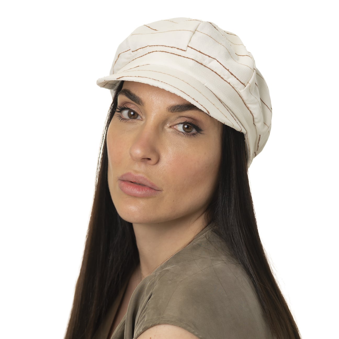 Fine Stripes Cotton Newsboy Cap by Lierys - 62,95
