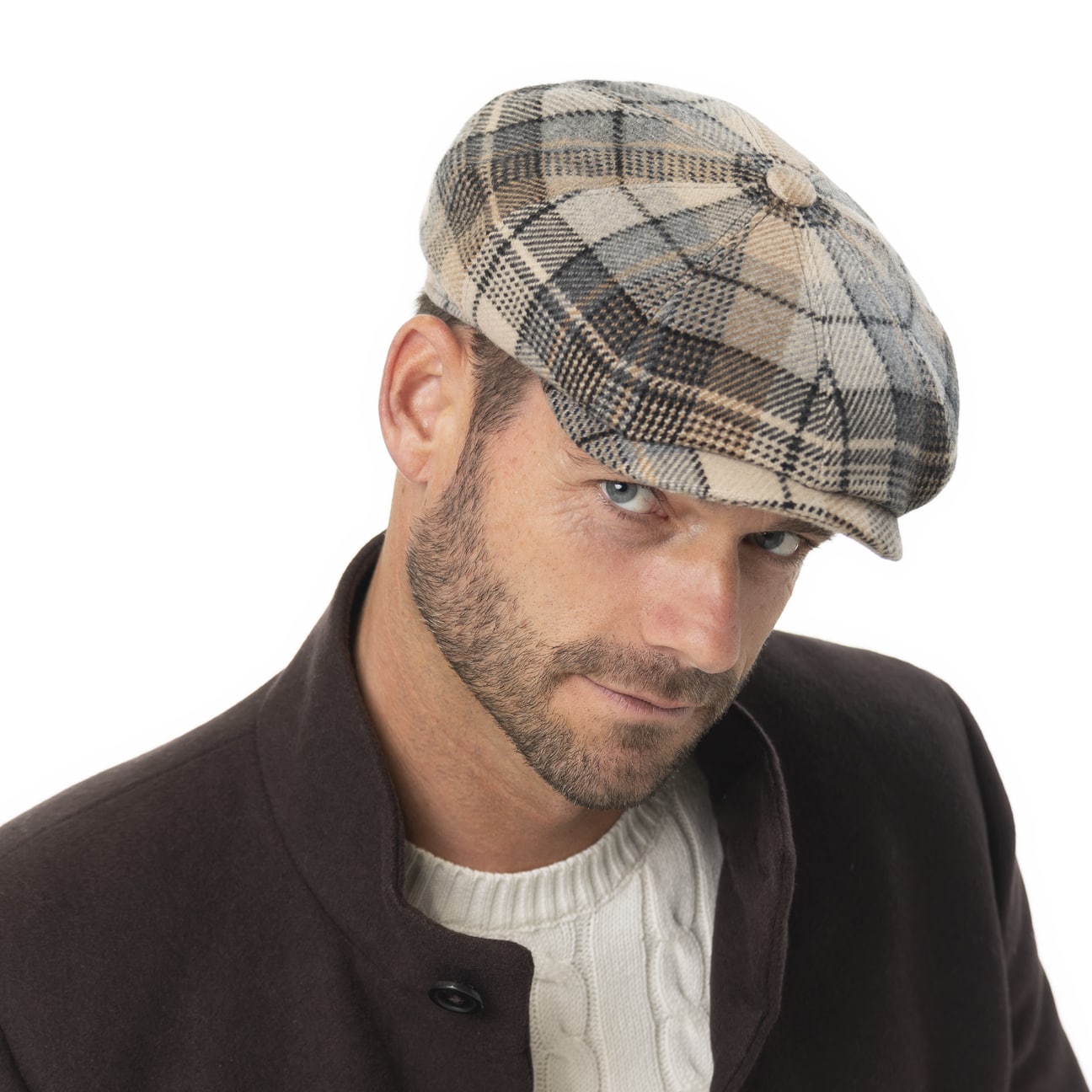 Hatteras Alpaca Wool Check Flat Cap by Stetson - 229,00