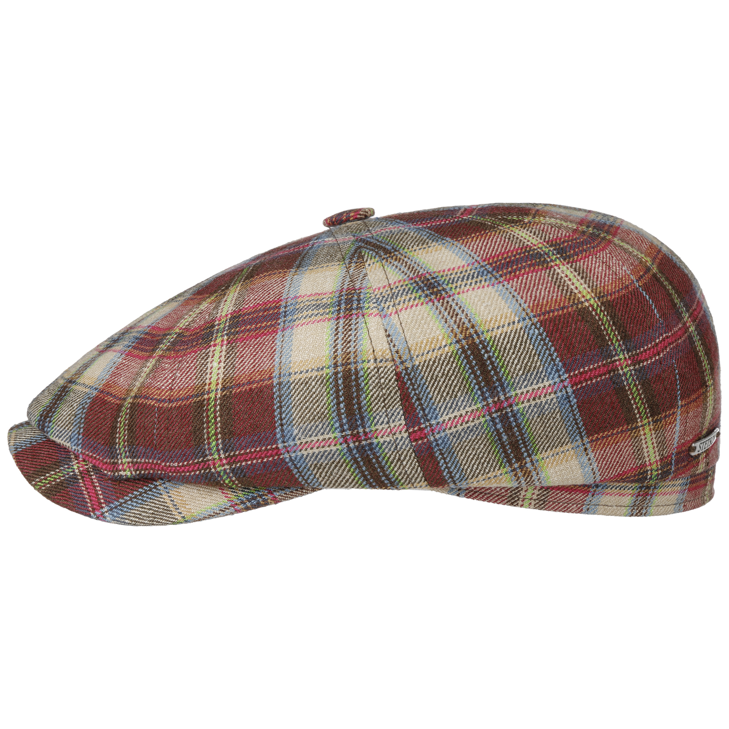 Hatteras Silk Colour Check Flat Cap by Stetson - 82,95