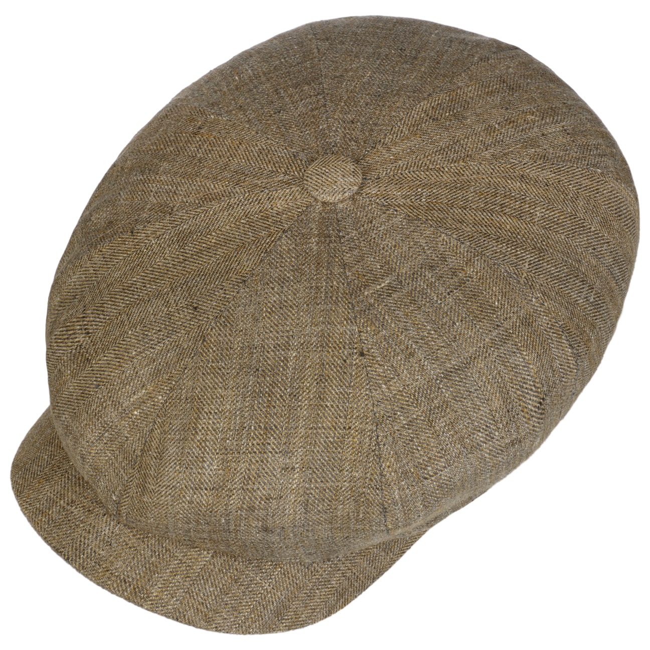 Herringbone Linen Newsboy Cap by Lierys - 83,95