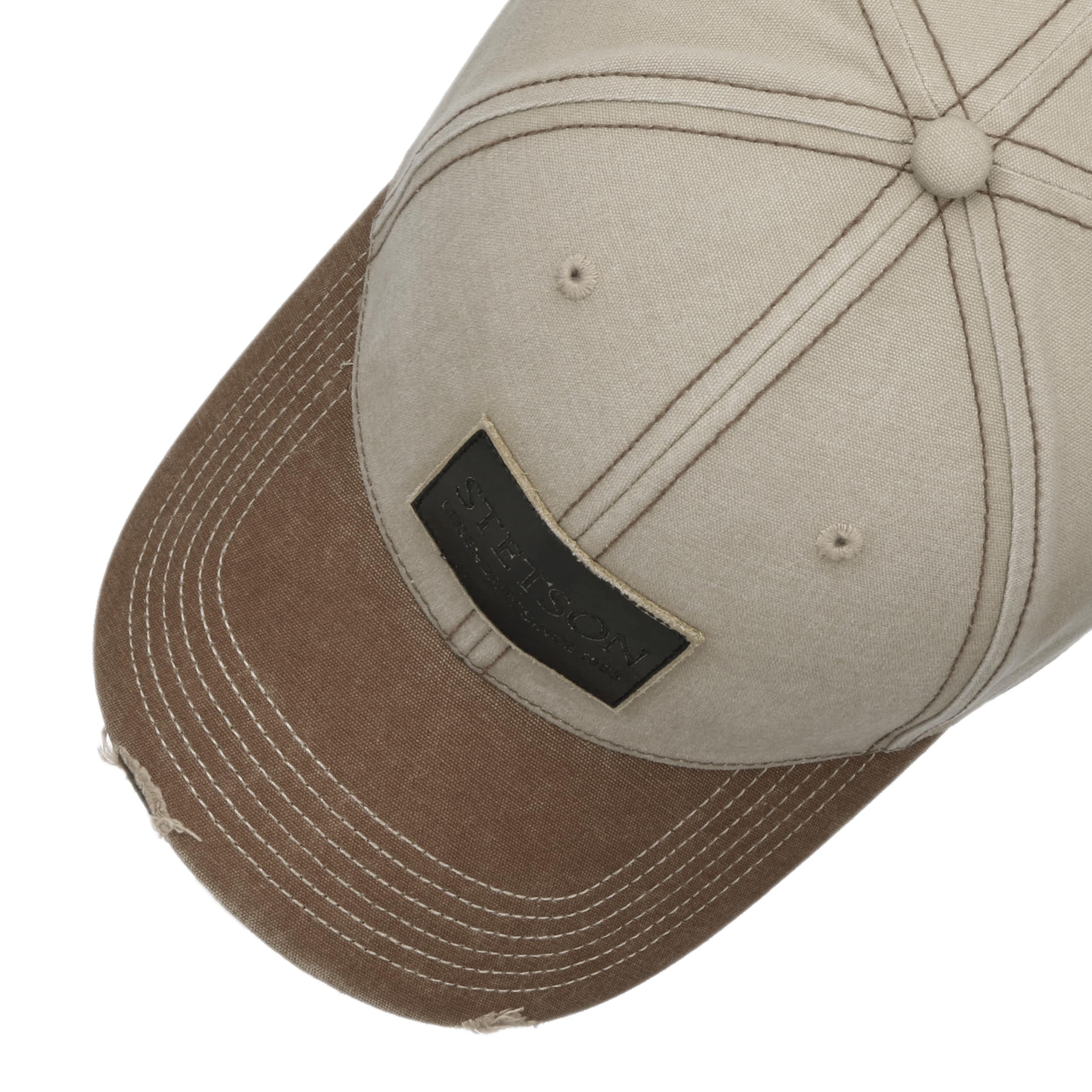 Leather Patch Distressed Peak Cap by Stetson - 39,00