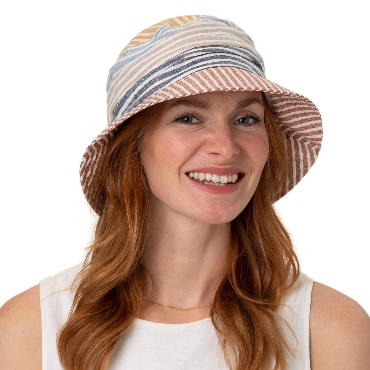 Multicolour Stripes Bucket Linen Hat by Lipodo --> Shop Hats, Beanies ...