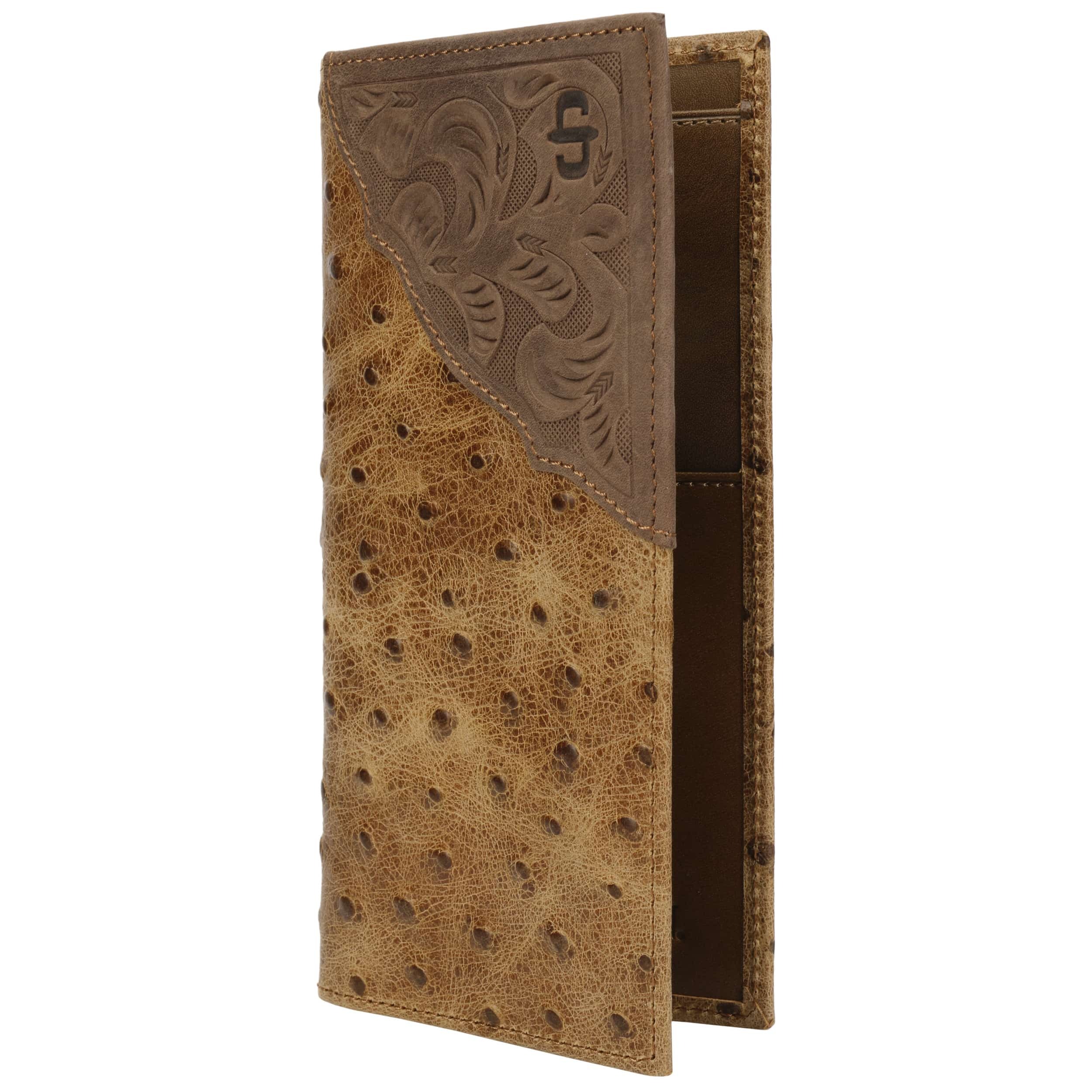 Ostrich Embossed Leather Checkbook by Stetson - 110,00