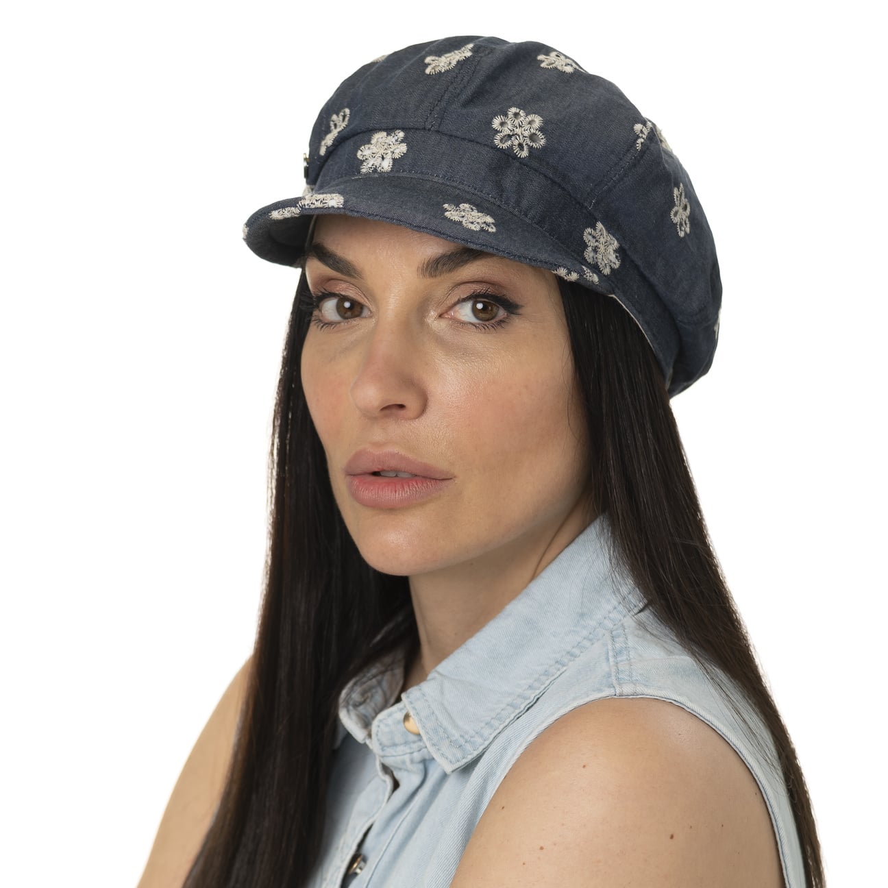 Stitched Flowers Cotton Newsboy Cap by Lierys --> Shop Hats, Beanies ...