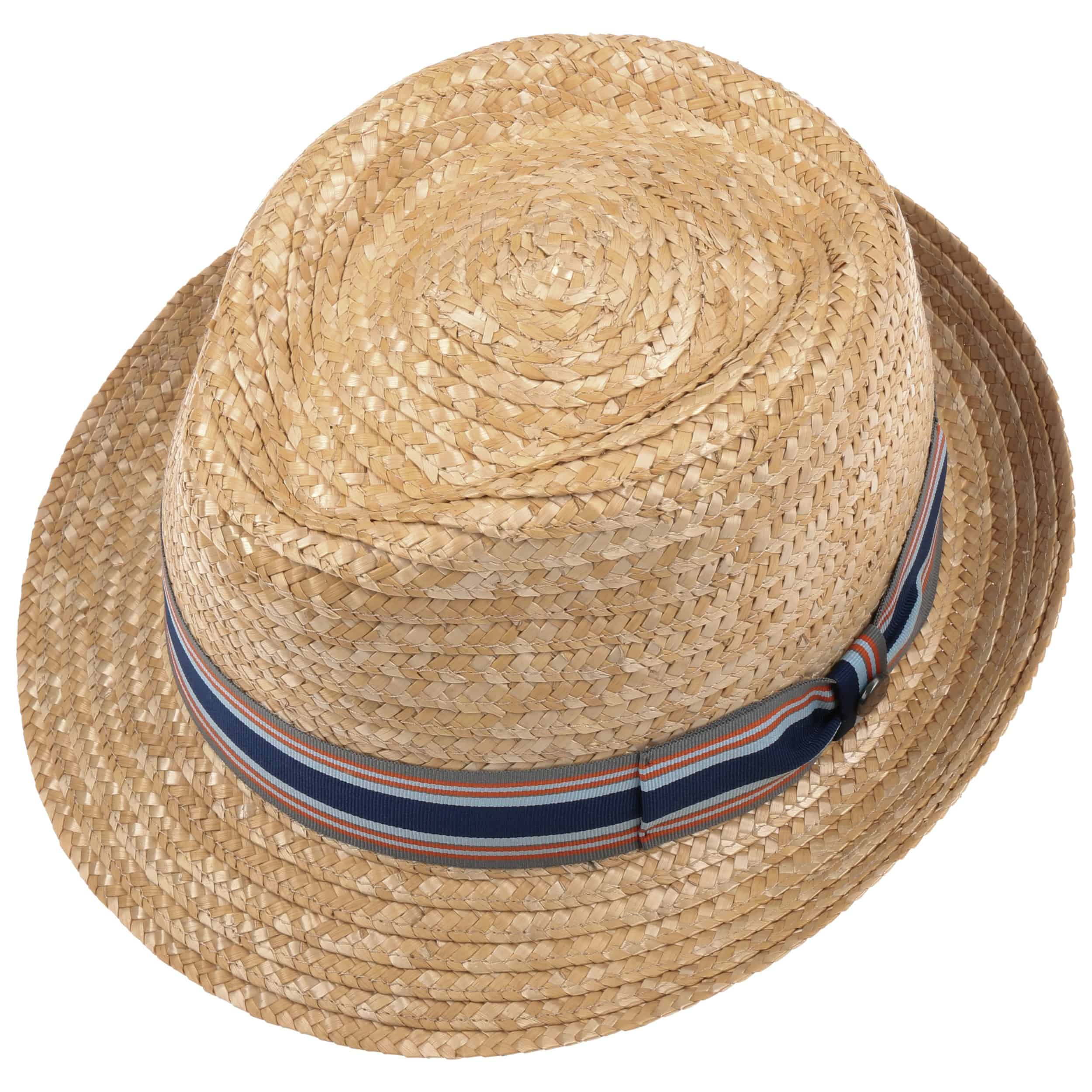 Striped Ribbon Trilby Straw Hat by Lierys - 53,95