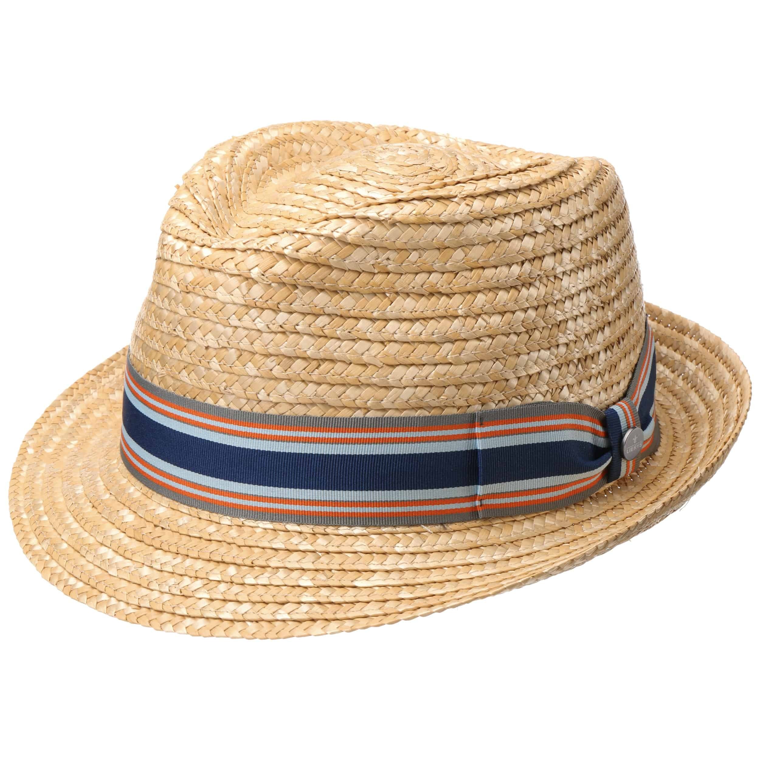 Striped Ribbon Trilby Straw Hat by Lierys - 53,95