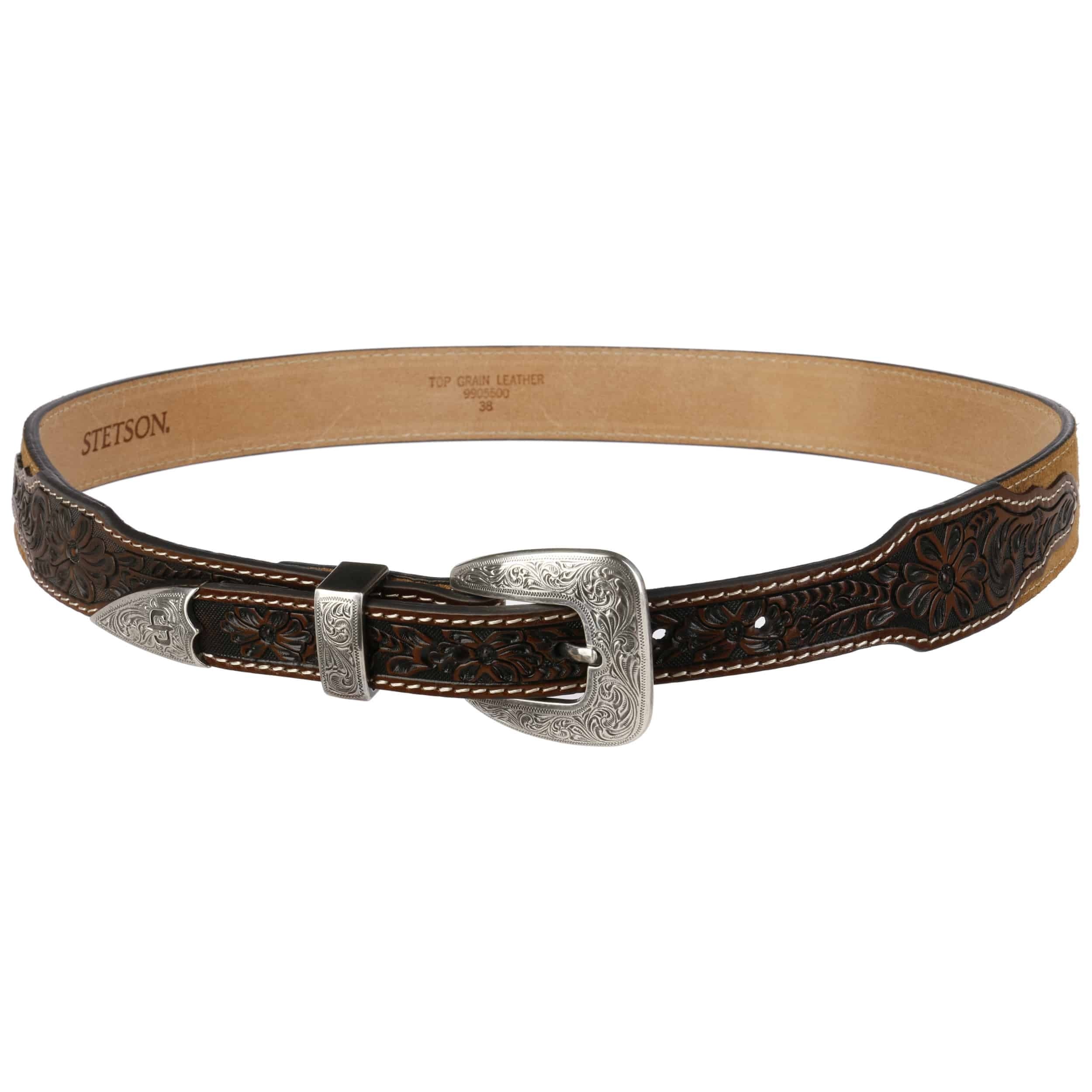 Tooled Tapered Leather Belt by Stetson - 114,95