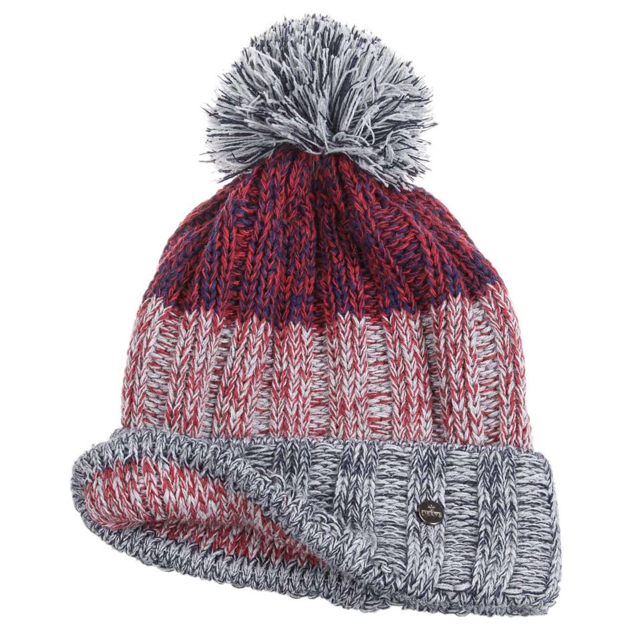 Tricolor Pompom Hat with Cuff by Lierys - 32,95