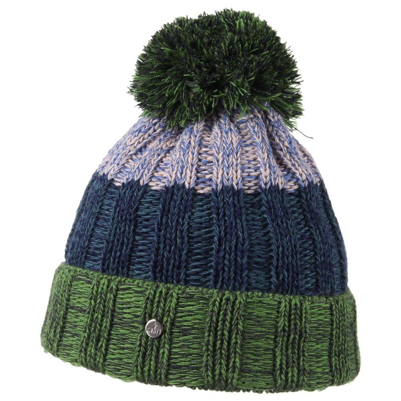 Tricolor Pompom Hat with Cuff by Lierys - 32,95
