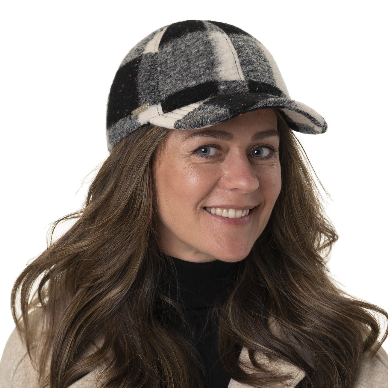 Tricolour Wool Check Cap by Seeberger - 38,95