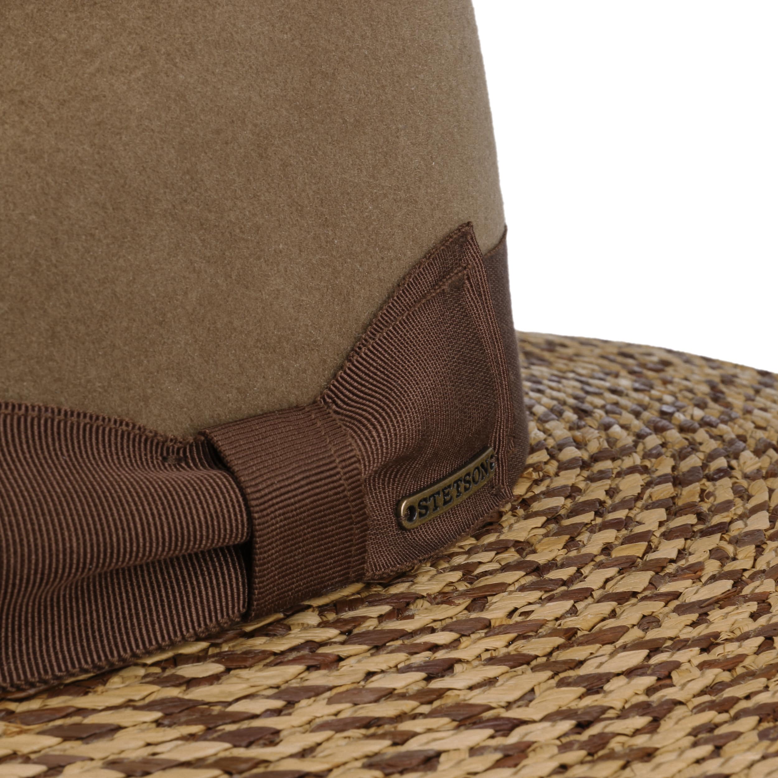 Wool Crown Hat with Straw Brim by Stetson - 119,00